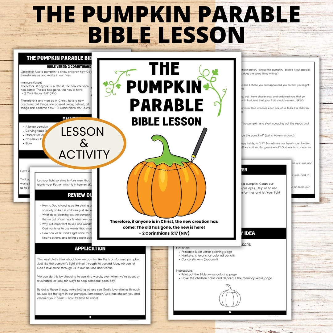 Christian Halloween Pumpkin Parable Bible Lesson Activity, Sunday ...