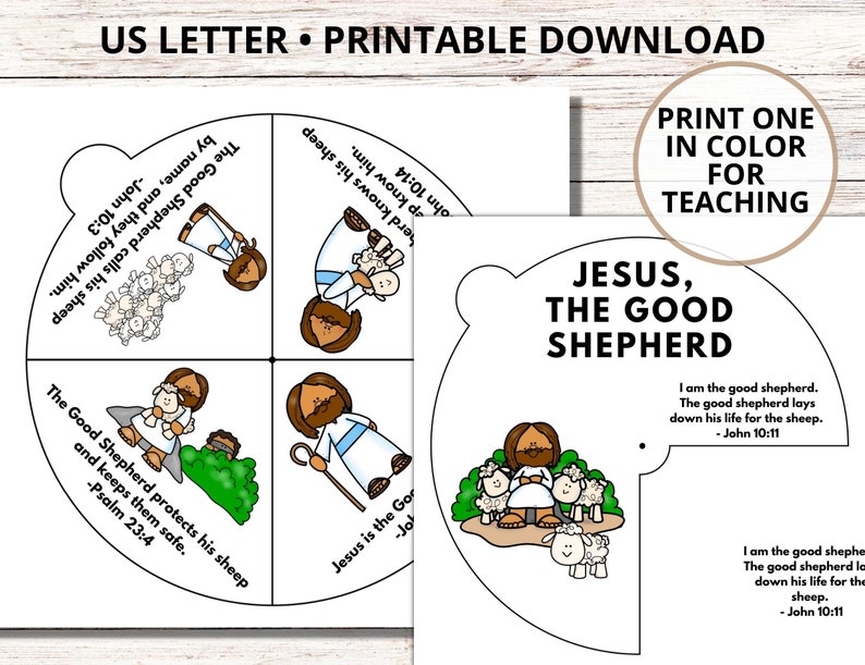 Jesus the Good Shepherd Bible Spinner Craft, John 10:1-16 Bible Lesson ...