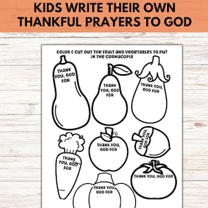Give Thanks Cornucopia Thanksgiving Prayer Bible Craft Activity, Sunday ...