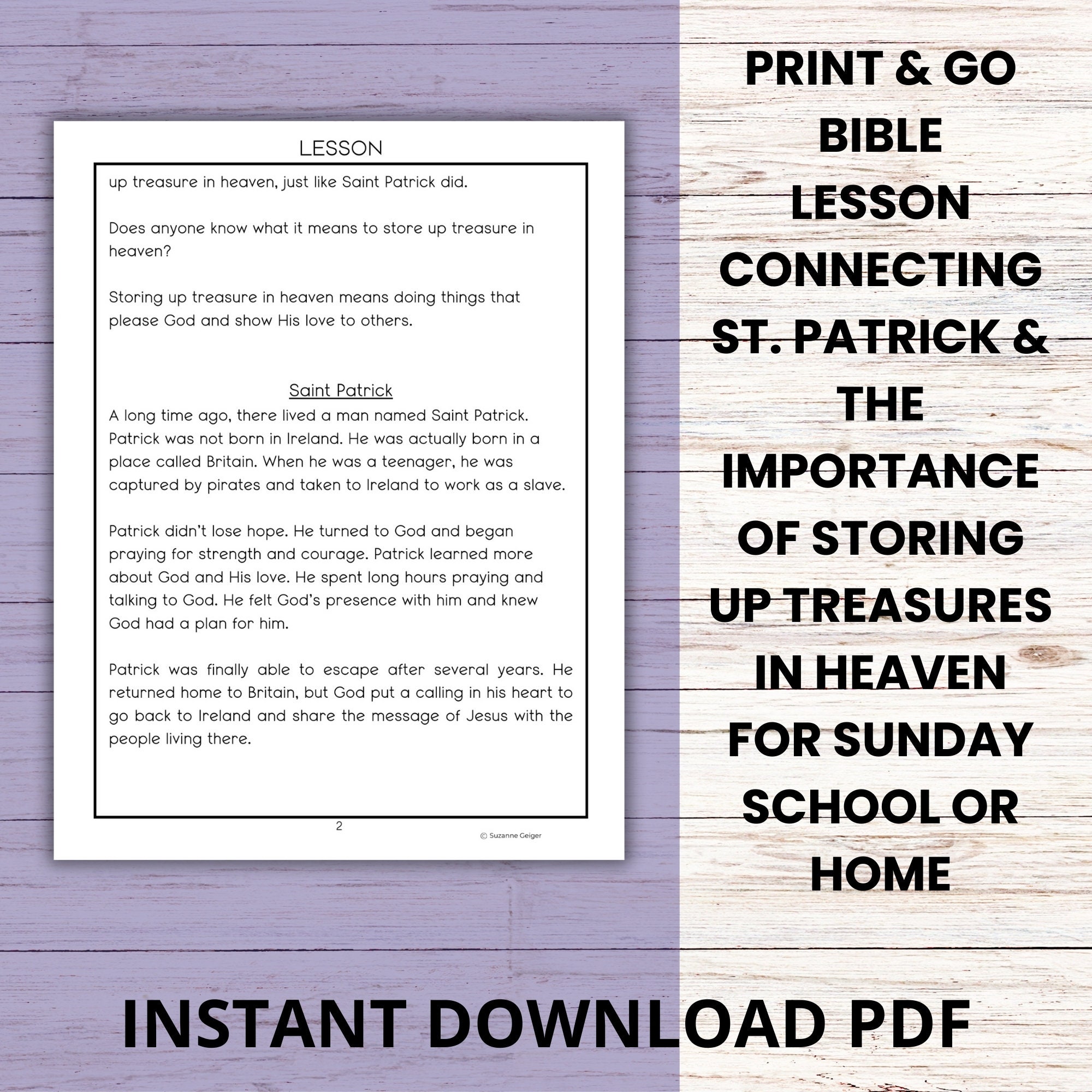 Store up Treasures in Heaven Sunday School Bible Lesson for Kids, St. Patrick's Day Treasures ...