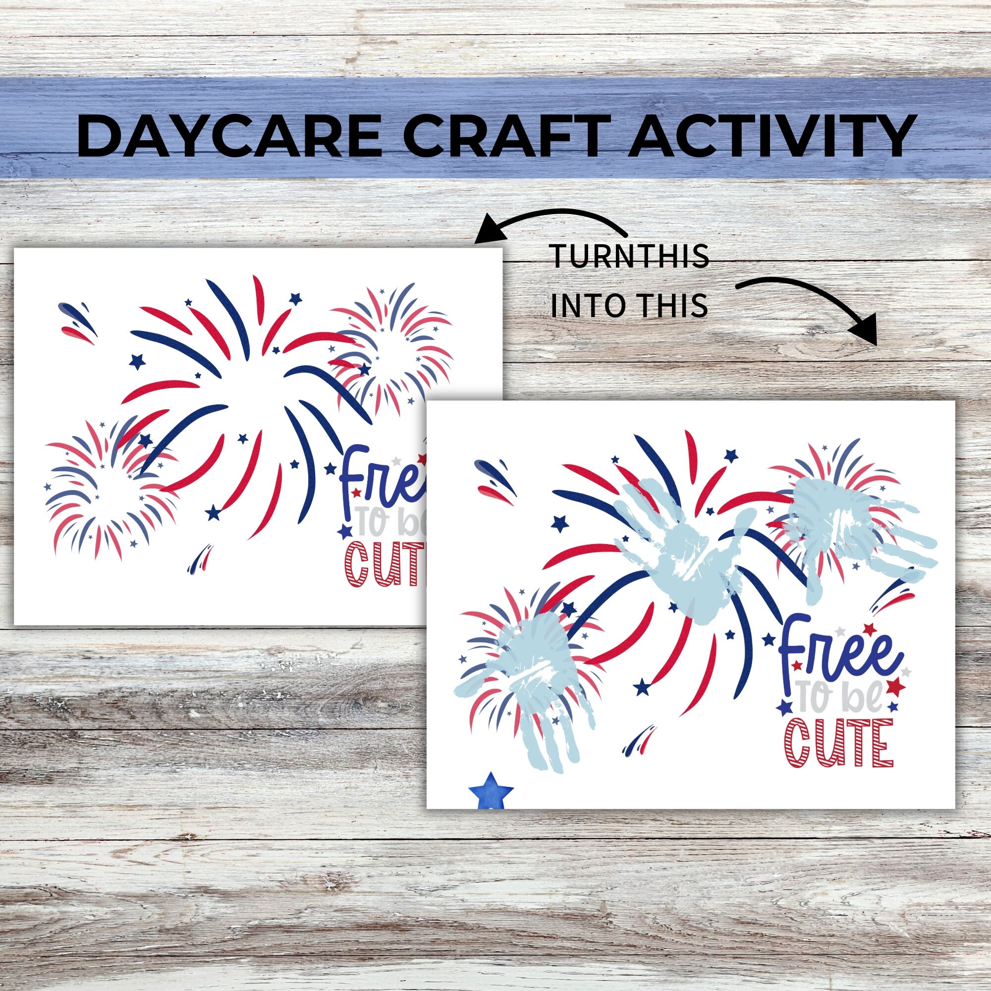 4th of July Fireworks Handprint Craft, DIY Toddler Daycare Printable ...