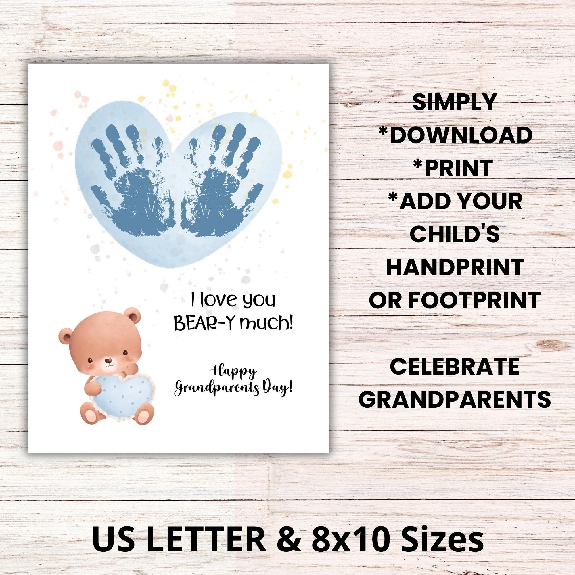 Grandparents Day Handprint Craft, Printable Gift DIY Keepsake Card for ...