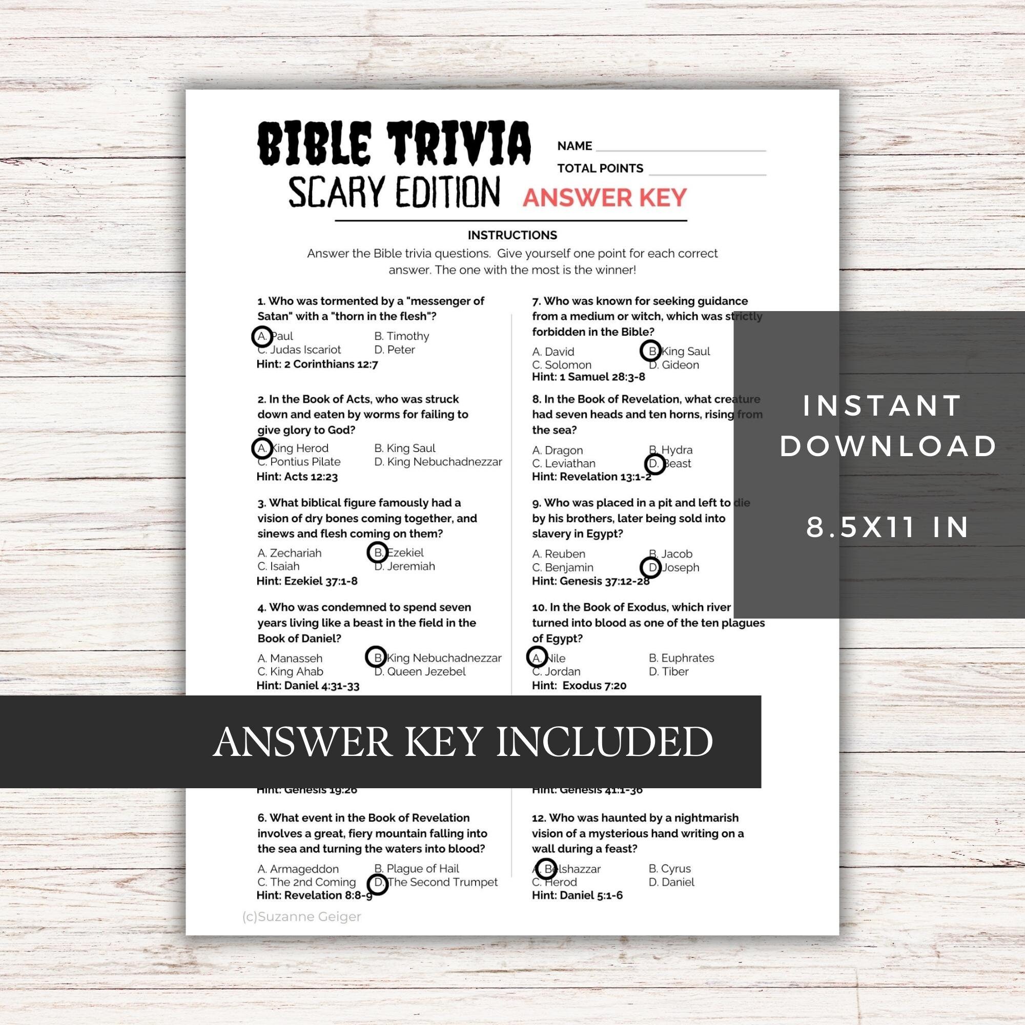 Christian Halloween Scary Bible Trivia Game for Church and Families ...