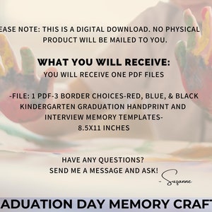 Last Day of Kindergarten Graduation Keepsake Handprint Art, Handprint ...