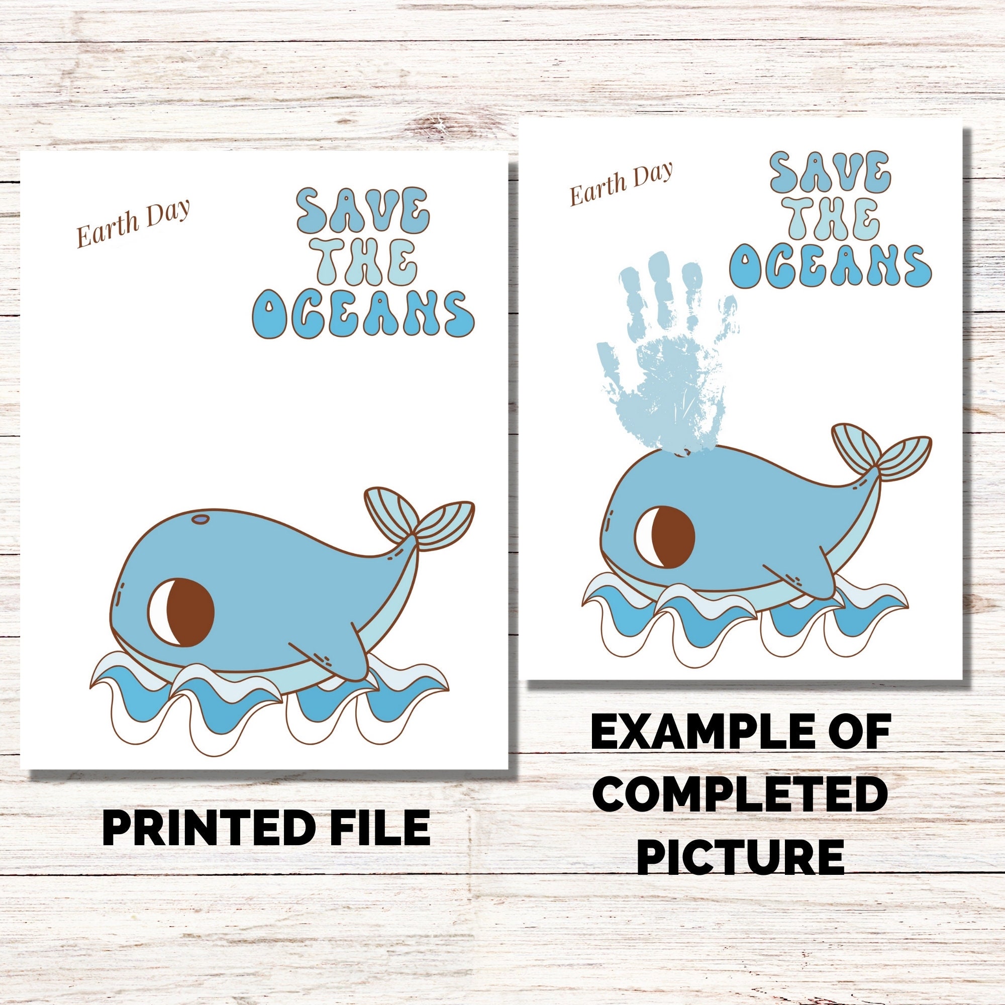 Earth Day Handprint Craft, Save the Oceans Whale Earth Day Handprint ...