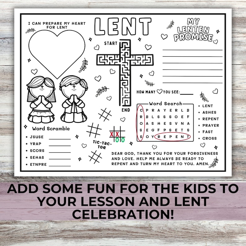 Lent Bible Activity Coloring Placemat, Easter Sunday School Activity ...