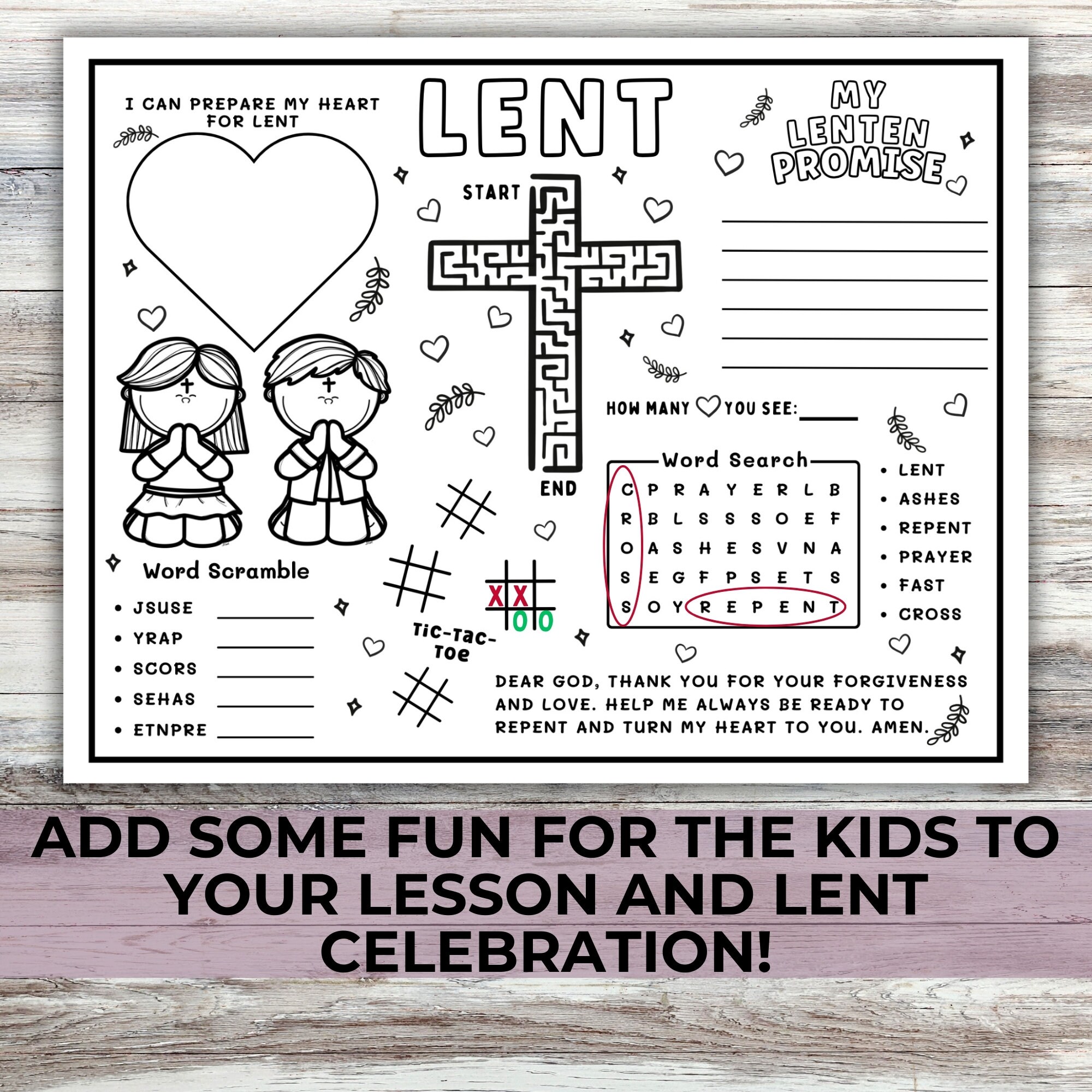 Lent Bible Activity Coloring Placemat, Easter Sunday School Activity ...