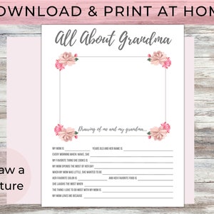 All About Mom Printable Gift for Mother's Day Mother's Day ...