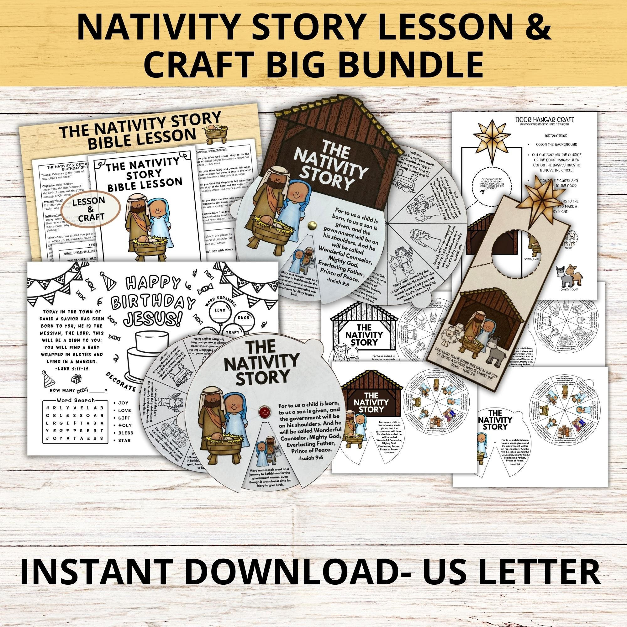 Nativity Story Bible Lesson and Coloring Bible Wheel Christmas Craft ...