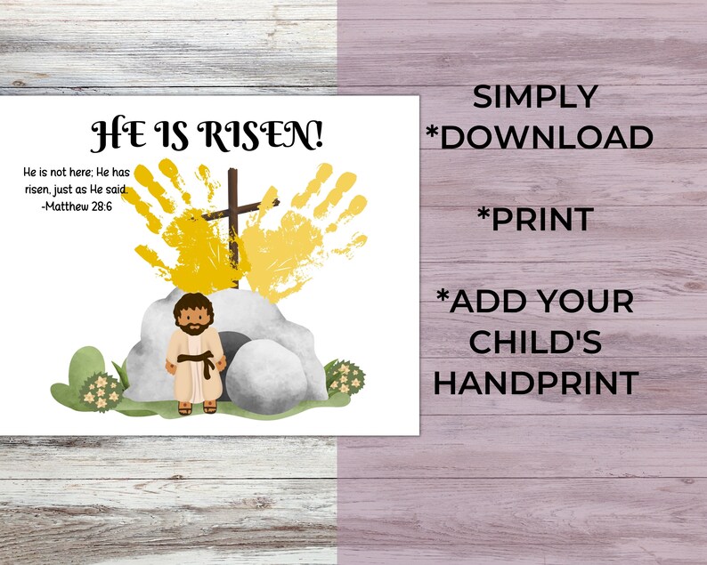 He is Risen Sunday Handprint Craft, Jesus is Alive Easter Sunday School ...