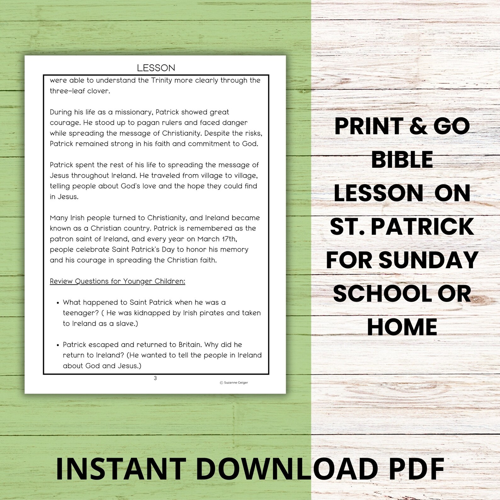 St. Patrick Sunday School Bible Lesson Plan for Kids, Saint Patrick's ...