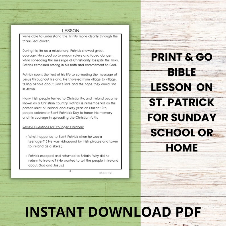 St. Patrick Sunday School Bible Lesson Plan for Kids, Saint Patrick's ...