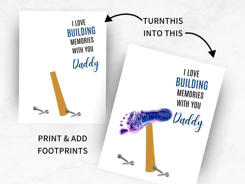 Fathers Day Footprint Printable Craft Gift for Dad, DIY Dad Keepsake ...