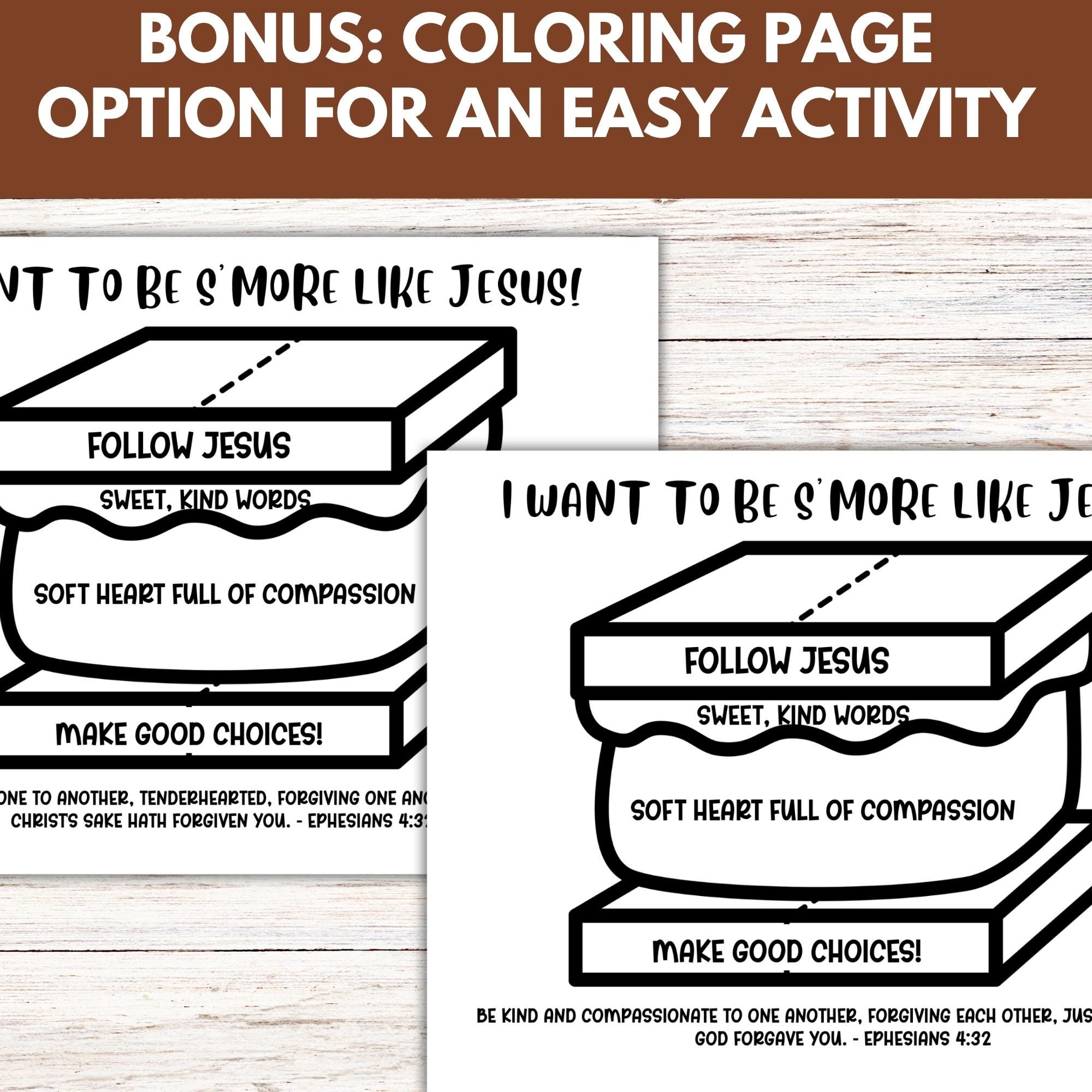 Summer VBS Bible Craft Activity Printable, S'more Like Jesus Summer ...