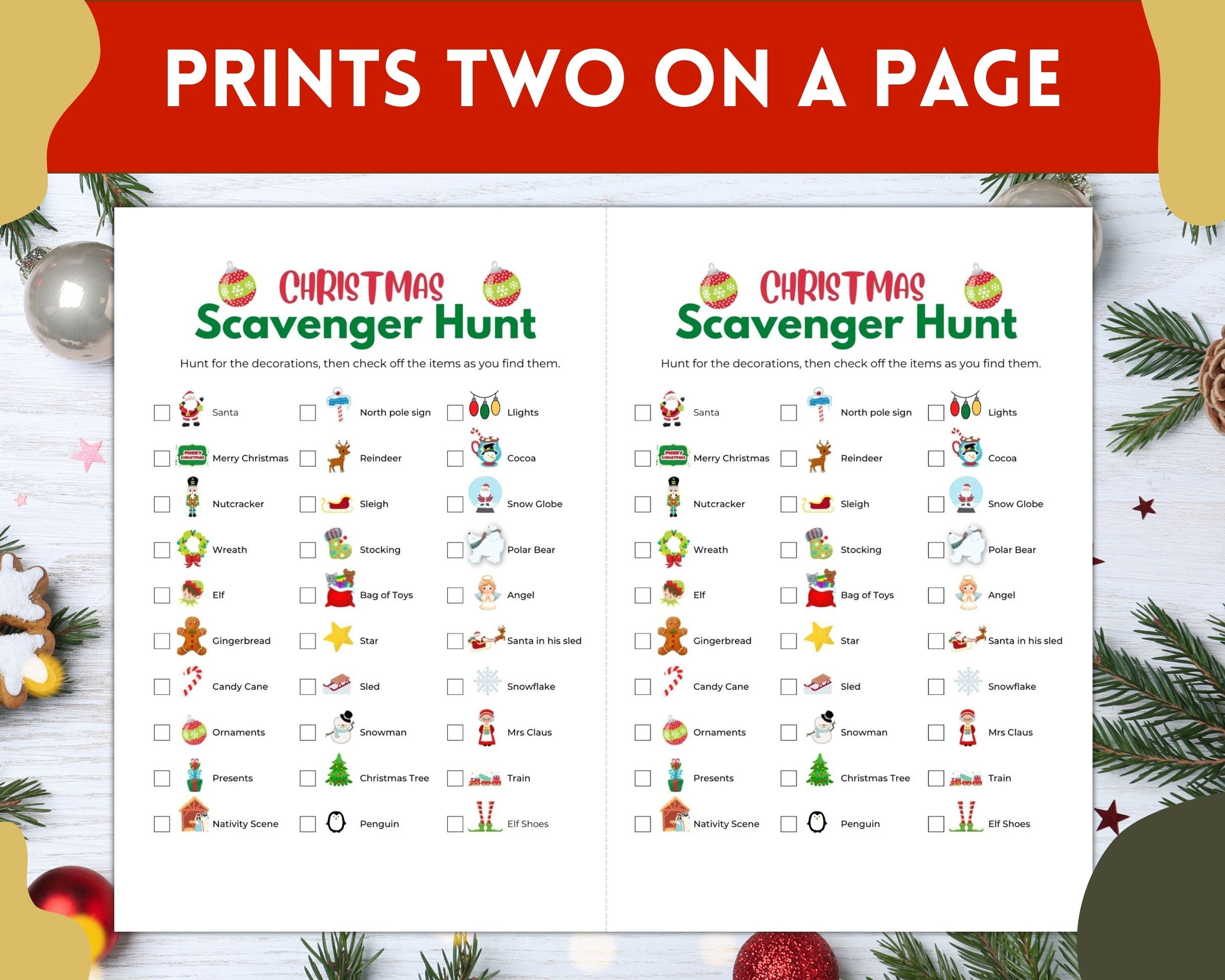 Christmas Indoor Scavenger Hunt for Kids, Printable Christmas Treasure ...