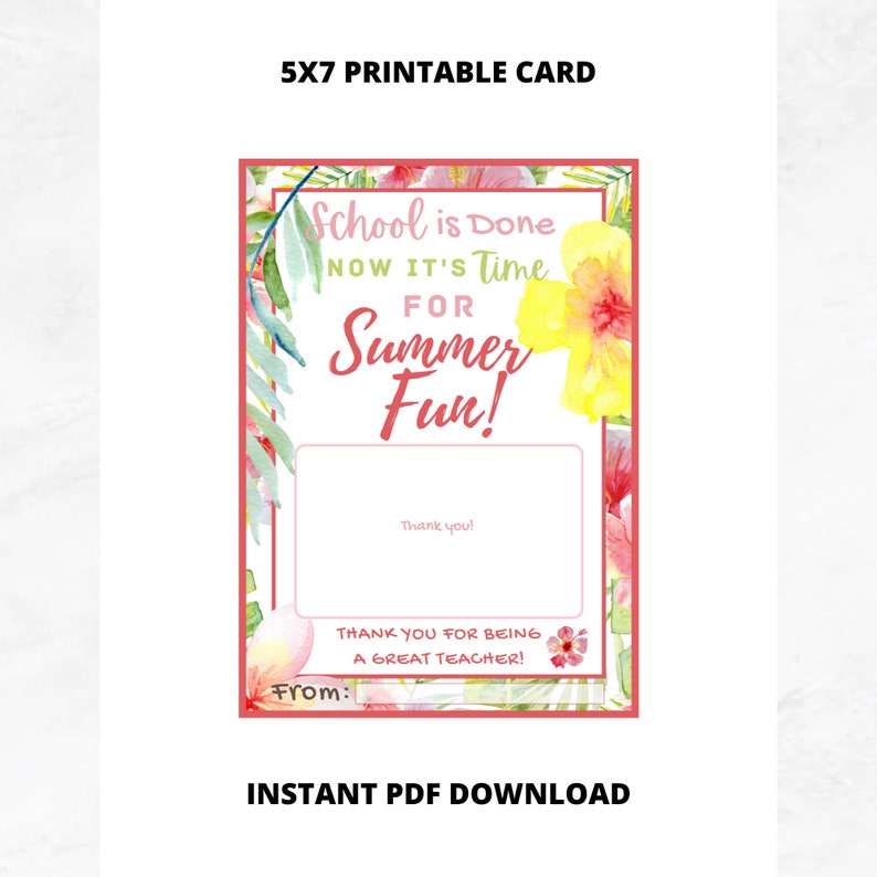 End of the Year Teacher Gift Card Holder: School's Done, Now It's Time ...