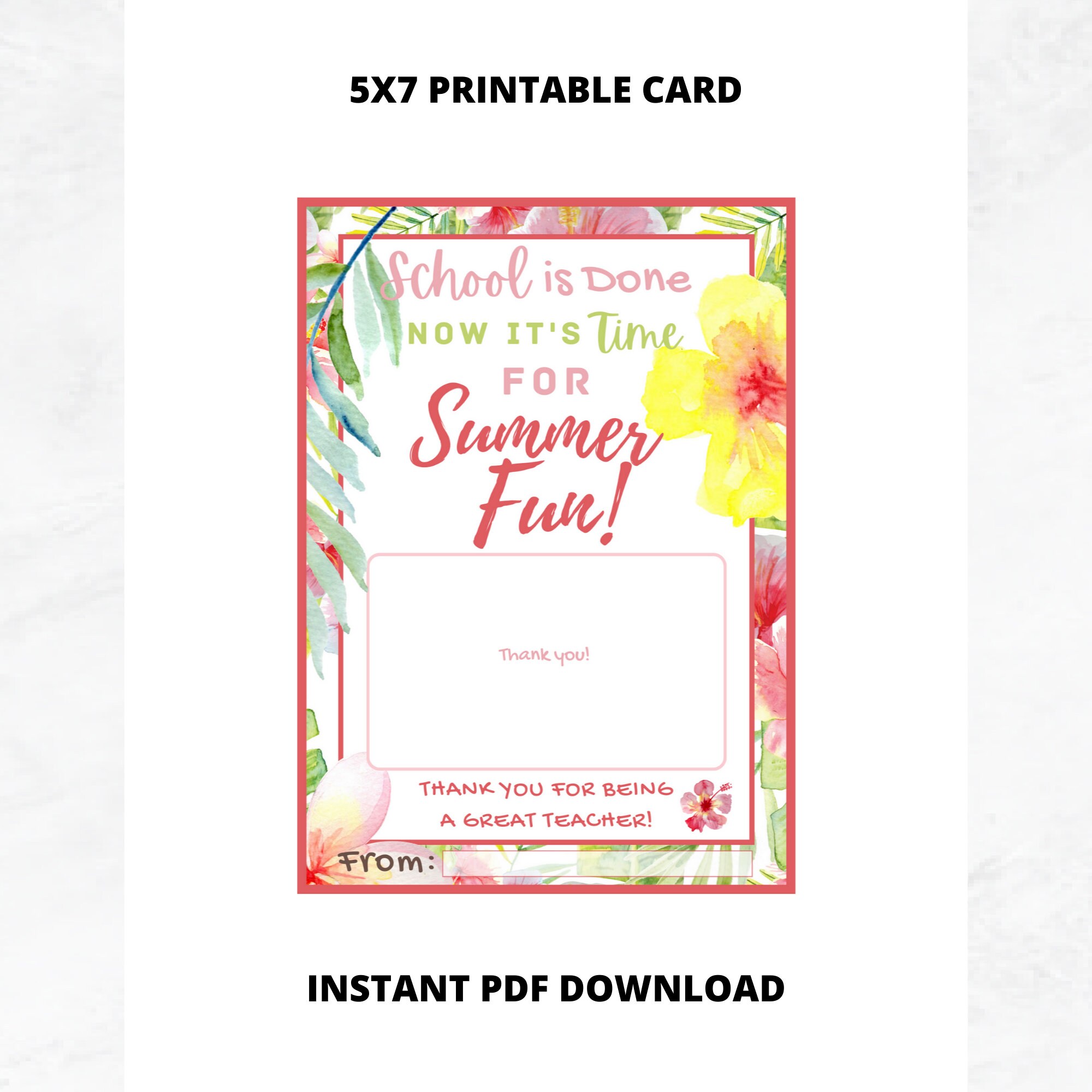 End of the Year Teacher Gift Card Holder: School's Done, Now It's Time ...