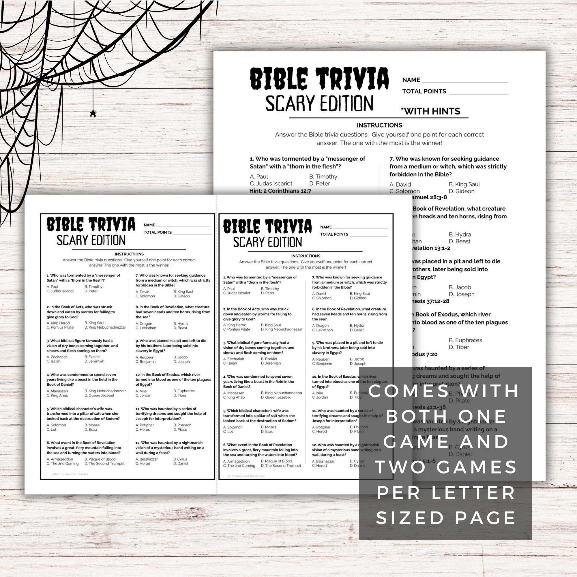 Christian Halloween Scary Bible Trivia Game for Church and Families ...