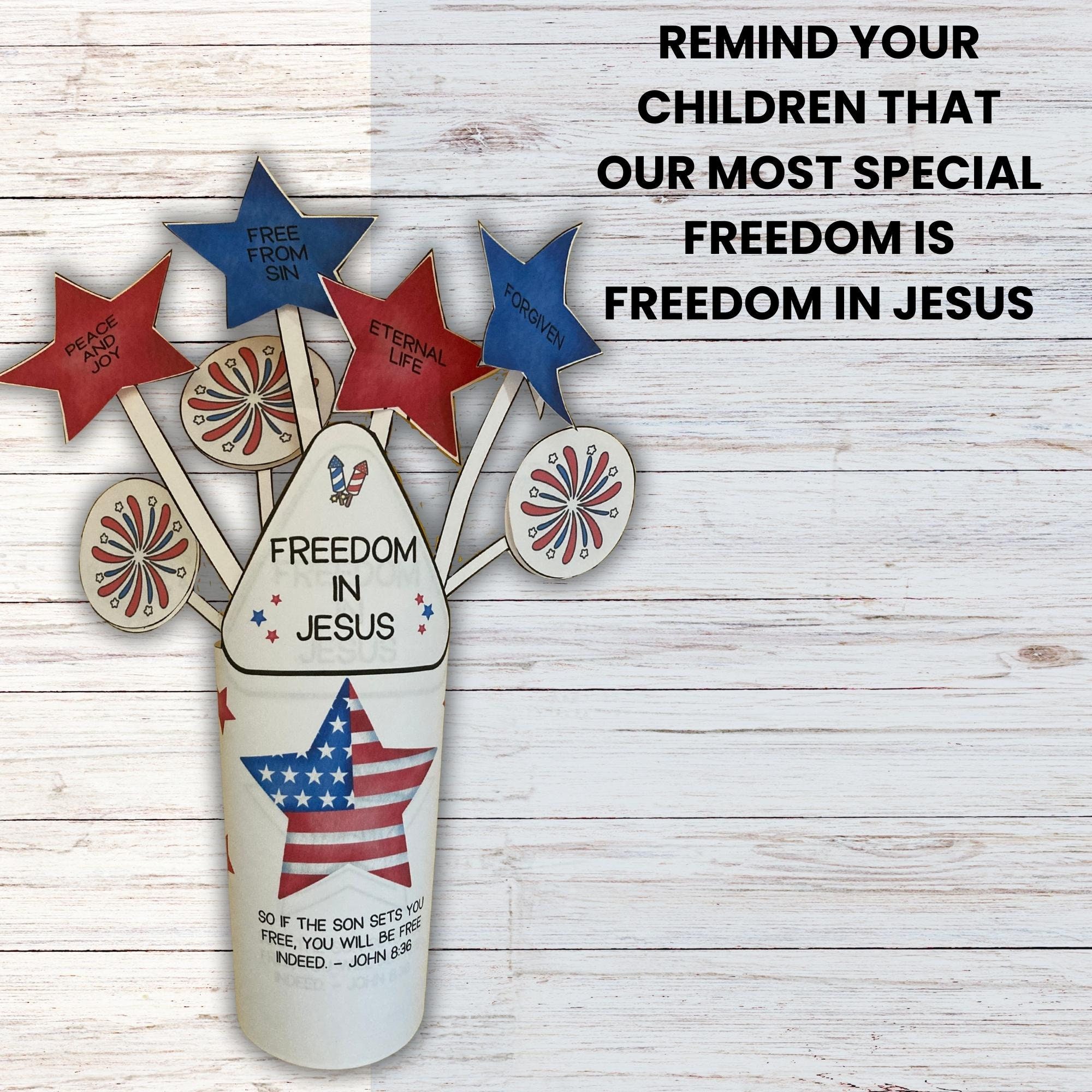 4th of July Sunday School Bible Craft, Freedom in Jesus Bible Printable ...
