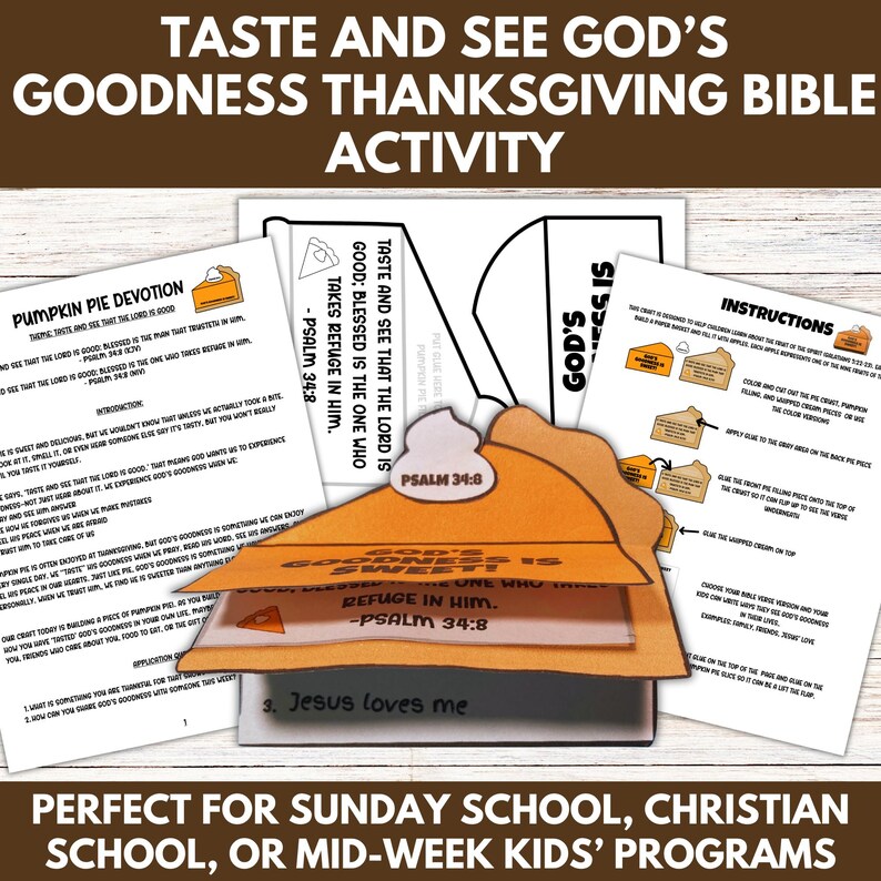 Thanksgiving Fall Pumpkin Pie Bible Lesson Craft Printable, Sunday ...