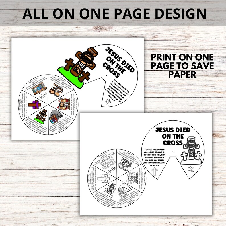 Jesus Died on the Cross Good Friday Bible Coloring Wheel Craft for Kids ...