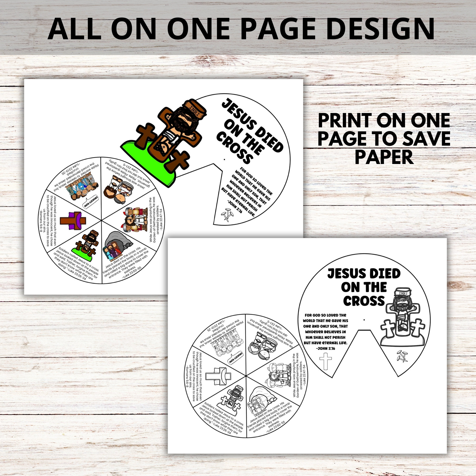 Jesus Died on the Cross Good Friday Bible Coloring Wheel Craft for Kids ...