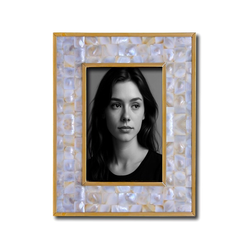 Mother of Pearl Inlay Photo Frame – 4x6 Inch Picture Frame With Brass ...