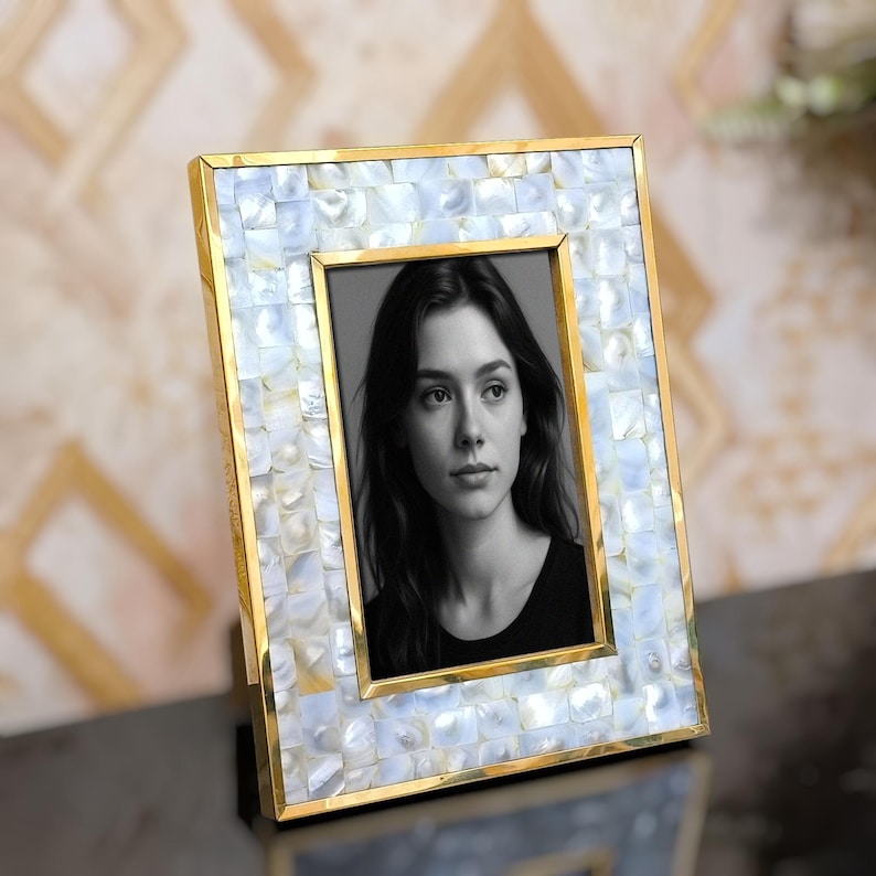 Mother of Pearl Inlay Photo Frame – 4x6 Inch Picture Frame With Brass ...