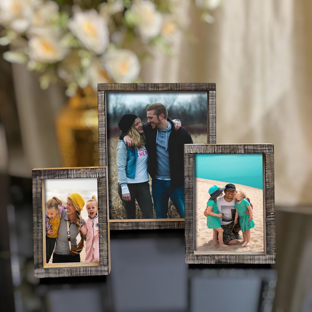 Rustic Buffalo Horn Inlay Photo Frame Set: Handcrafted Wooden Frames - Etsy