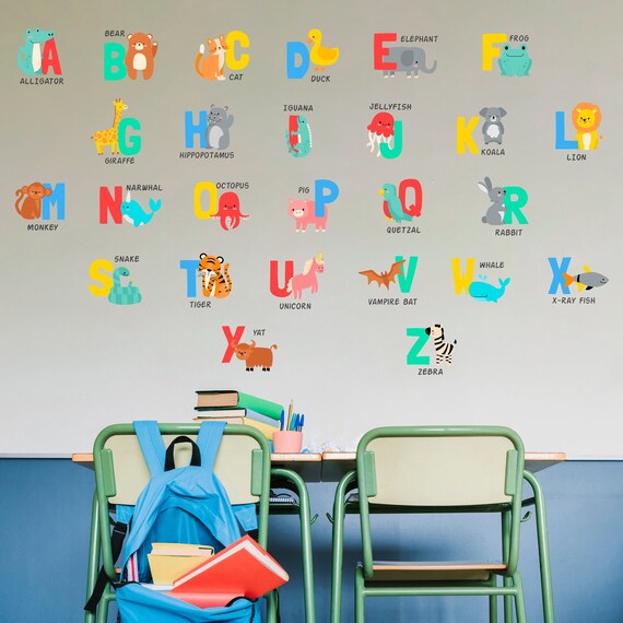 Alphabet ABC Jungle Letter Wall Decalsalphabet Wall - Etsy