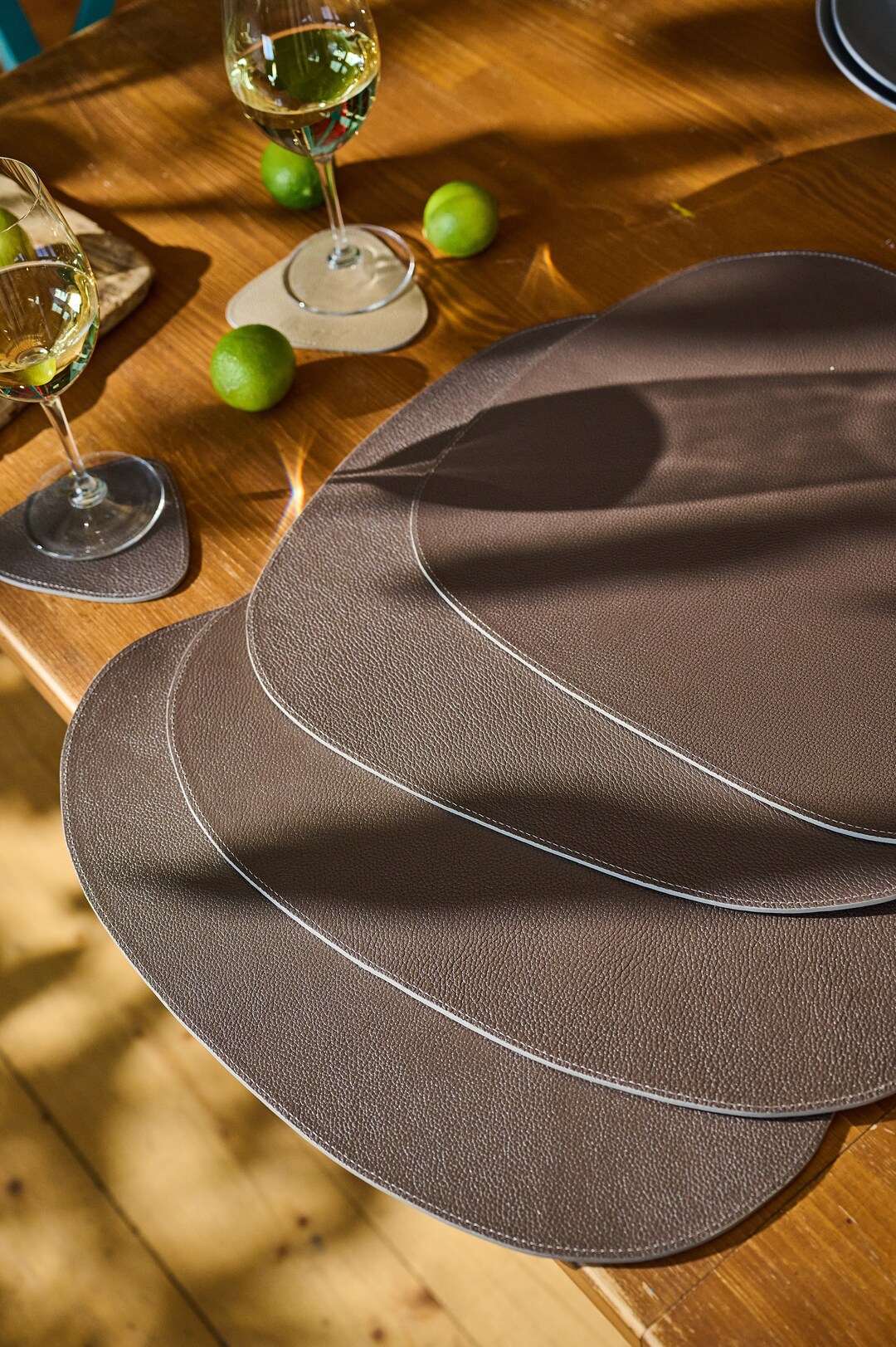 Leather Table Mat Double-sided, Premium Dinning Leather Table Set ...