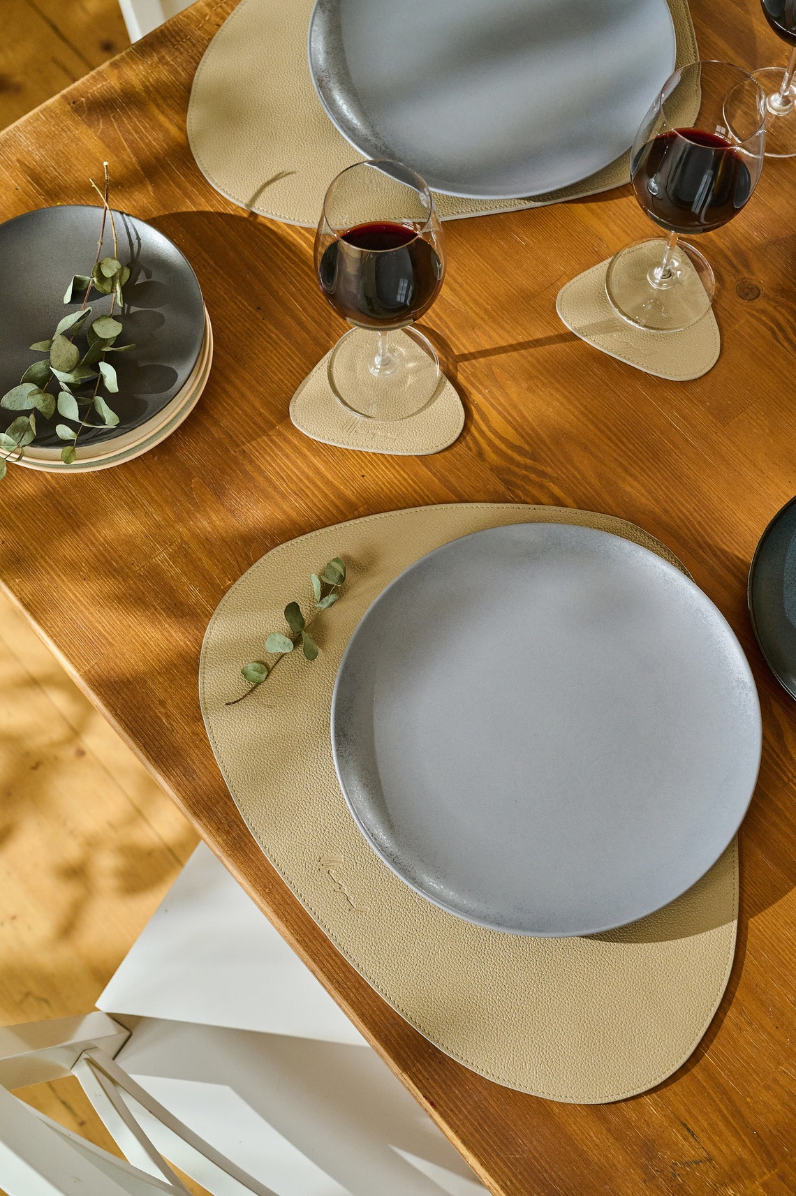 Leather Table Mat Double-sided, Premium Dinning Leather Table Set ...
