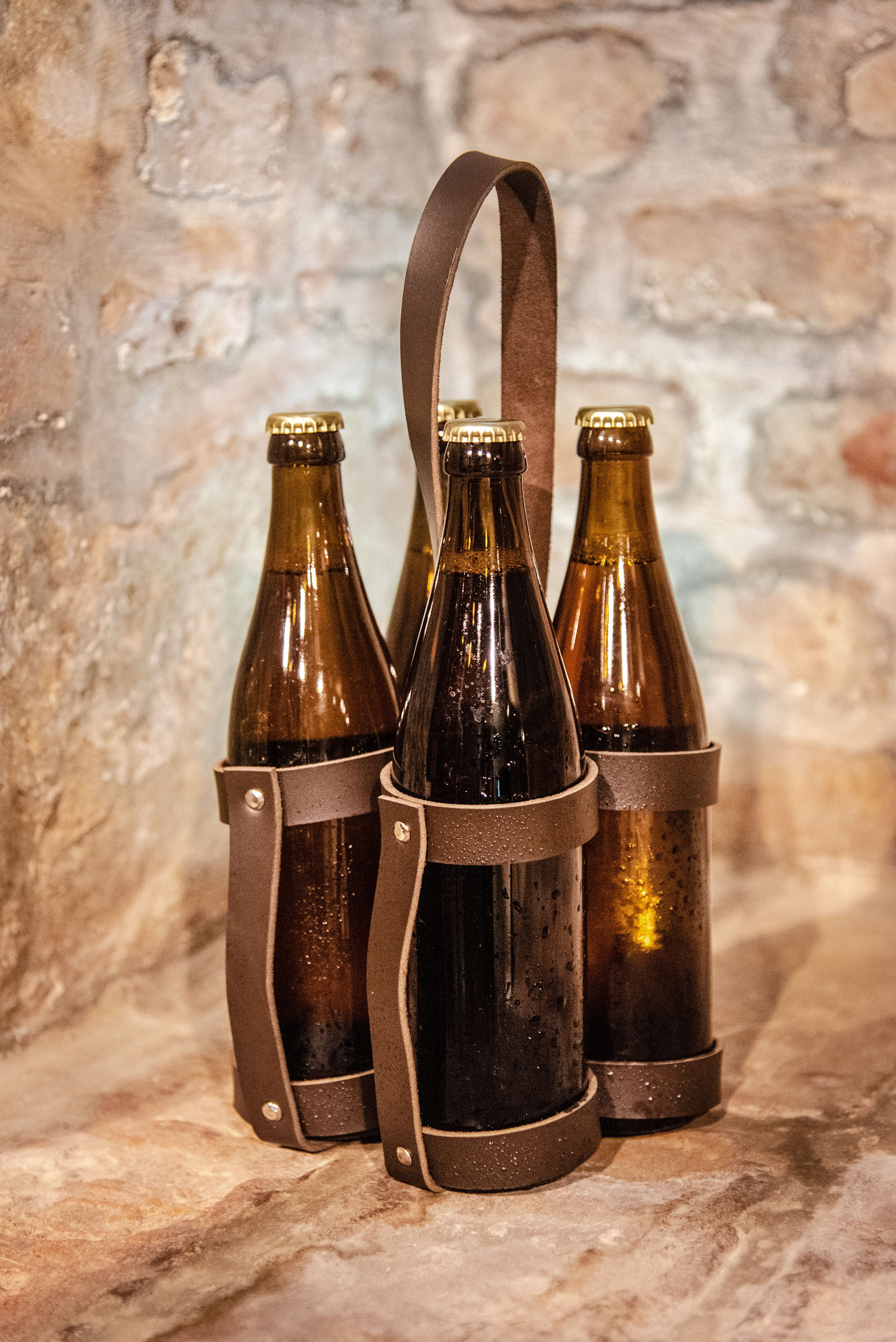 Beer Accessories Beer Holder With Strap 4 Pack Leather Beer Carrier ...