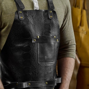 Leather BBQ Apron, Personalized Gift for Him, 3rd Anniversary Leather ...