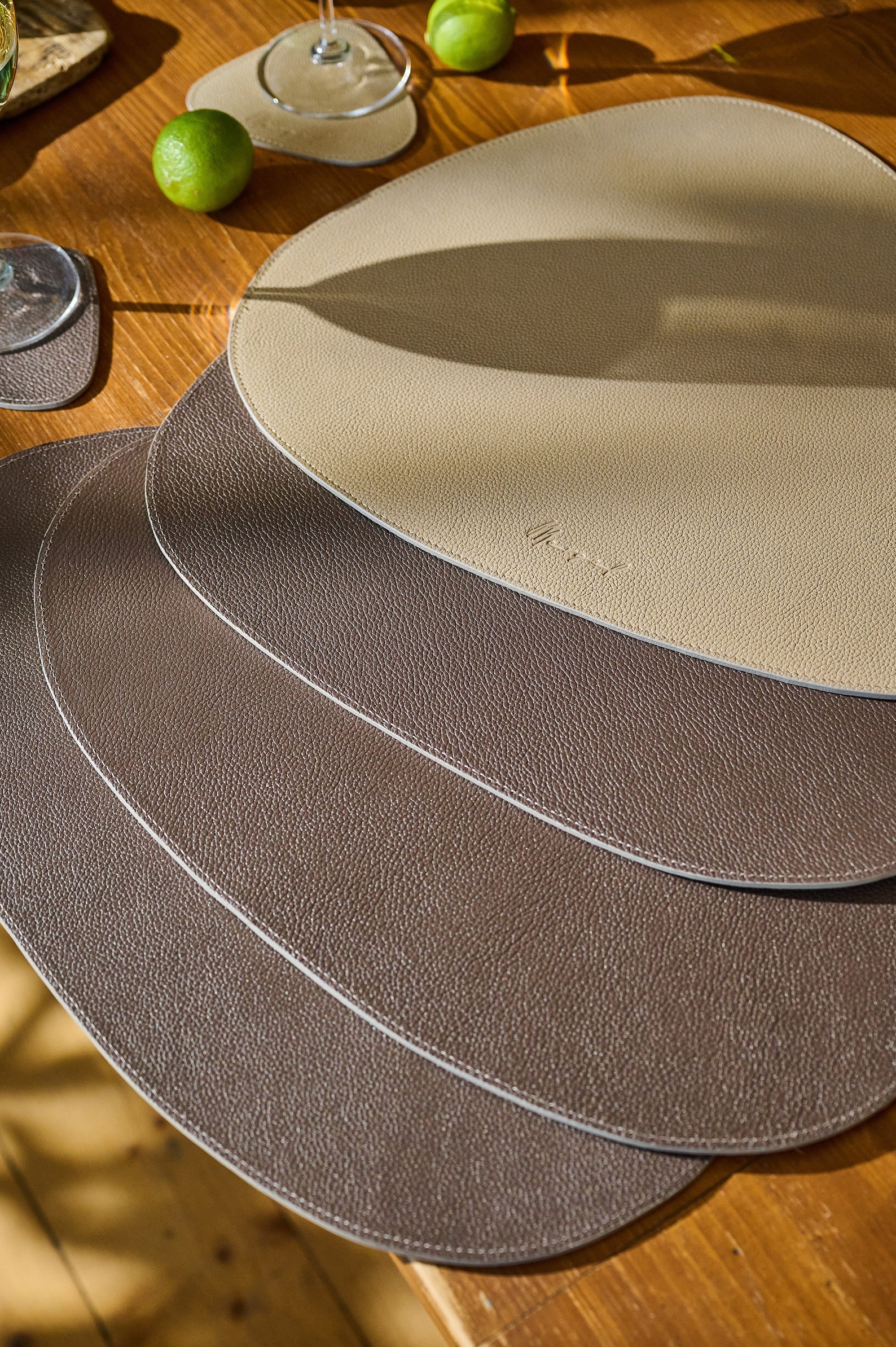 Leather Table Mat Double-sided, Premium Dinning Leather Table Set ...