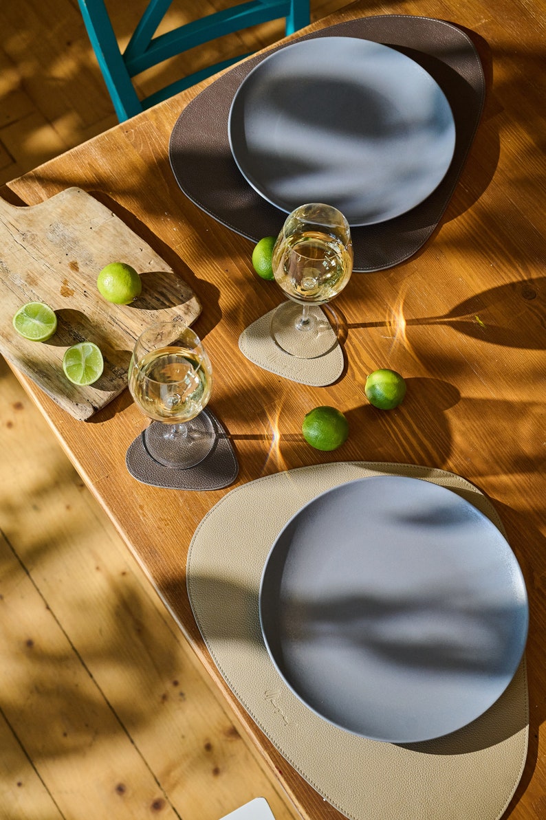 Leather Table Mat Double-sided, Premium Dinning Leather Table Set ...