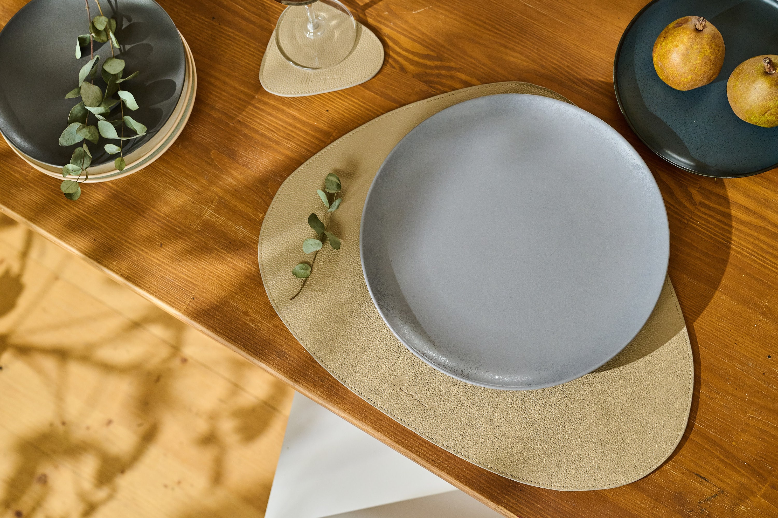 Leather Table Mat Double-sided, Premium Dinning Leather Table Set ...