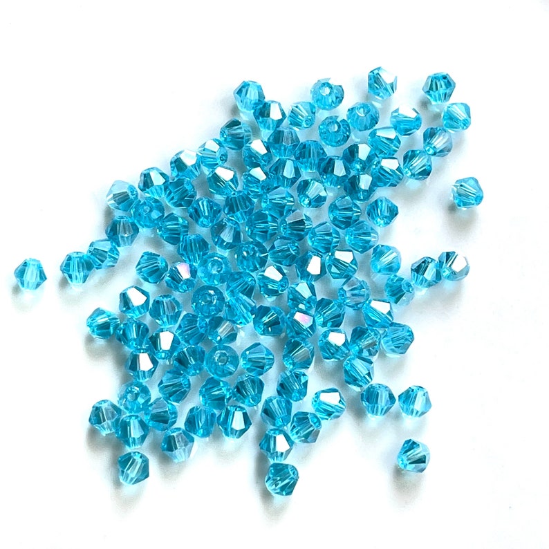 100 - 4mm Aqua AB Bicone Crystal Beads #938 ••••• - Etsy
