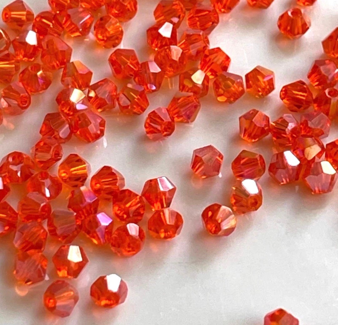 100 - 4mm Orange AB Bicone Crystal Beads #1258 - Etsy