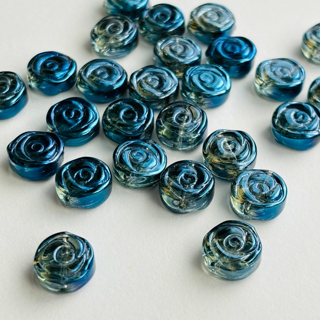 10 - 10mm Metallic Blue Grey Imprinted Coin Beads #3654 ••••• - Etsy