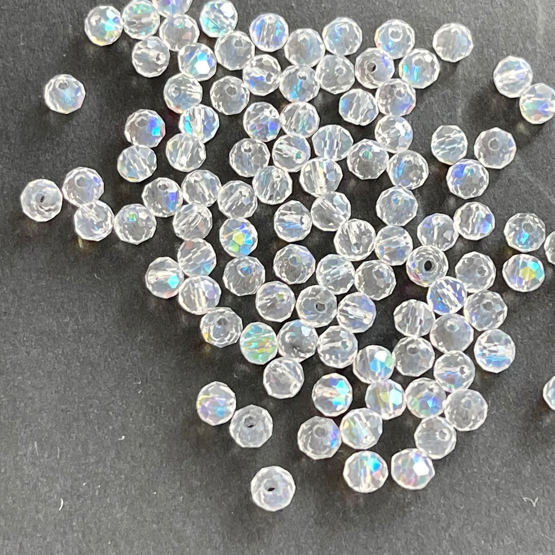 100 - 4mm Clear AB Rondelle Crystal Beads #1143 ••••• - Etsy