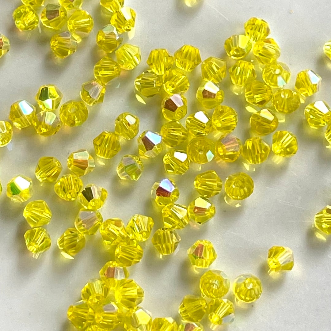100 - 4mm Yellow Half AB Bicone Beads #1344 ••••• - Etsy