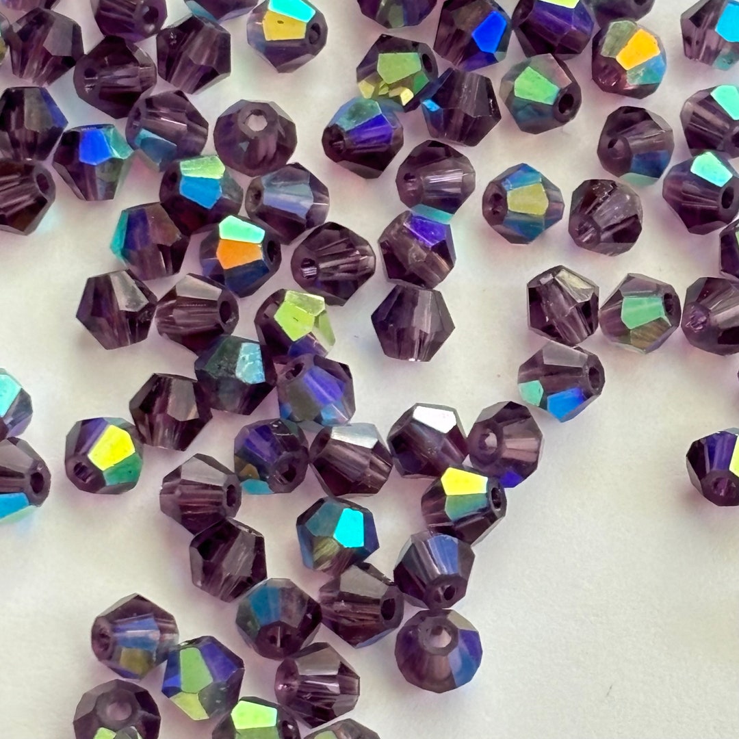 100 - 4mm Purple Half AB Bicone #3893 ••••• - Etsy
