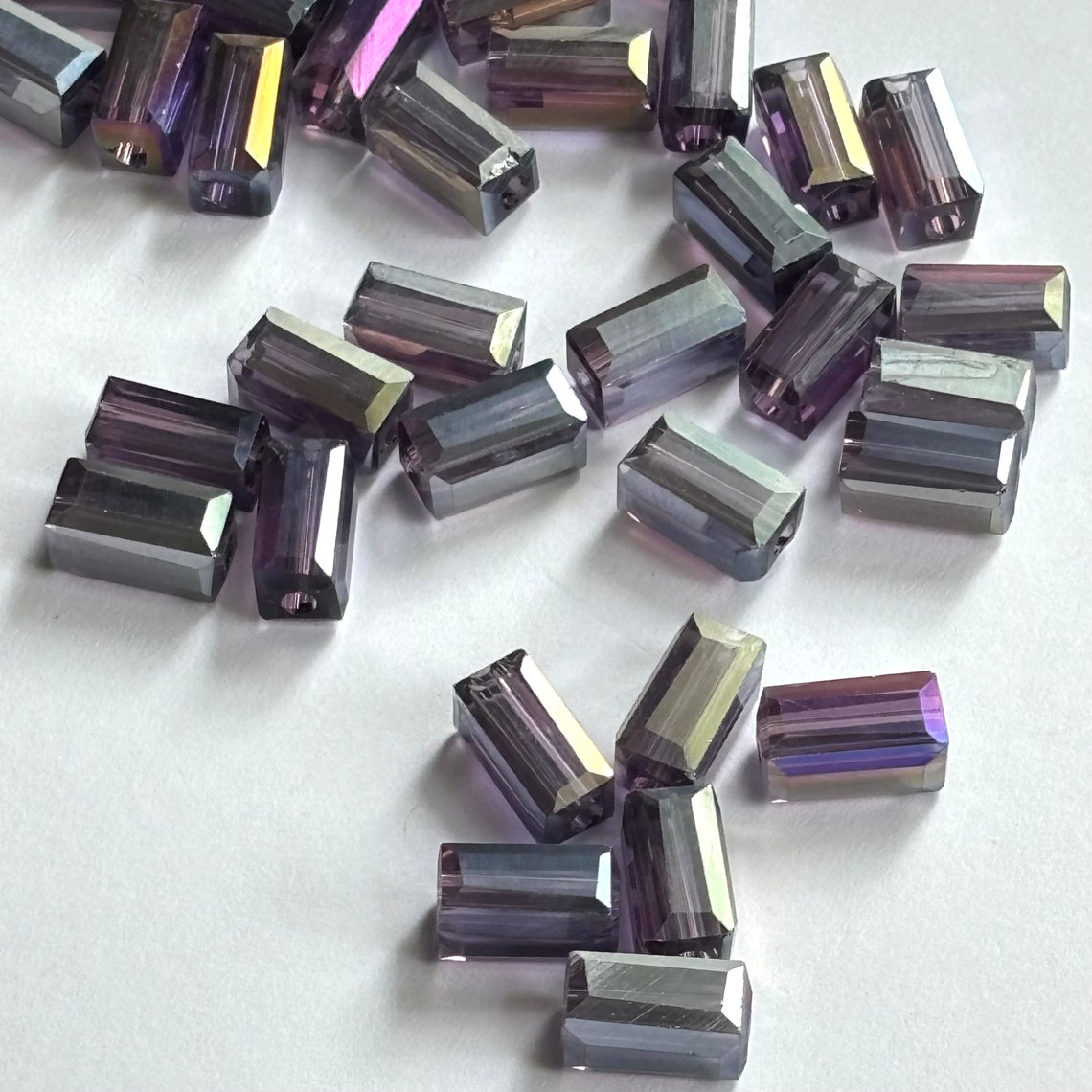 20 - 4x8mm Purple AB Faceted Rectangle Beads #5045 - Etsy