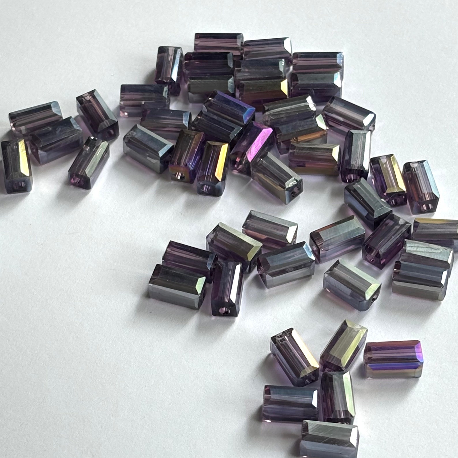 20 - 4x8mm Purple AB Faceted Rectangle Beads #5045 - Etsy