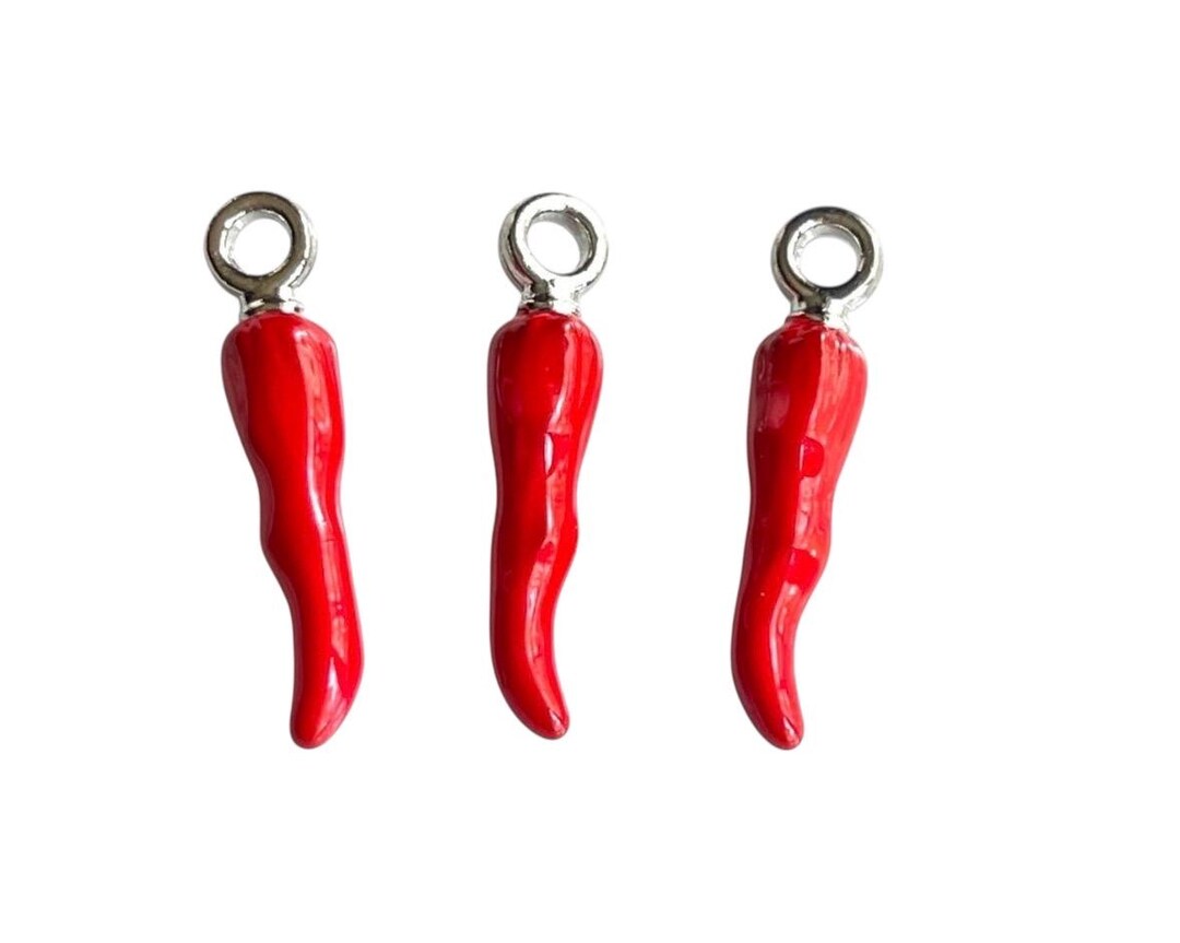 3 - Red Enamel Chili Pepper Charms #952 ••••• - Etsy