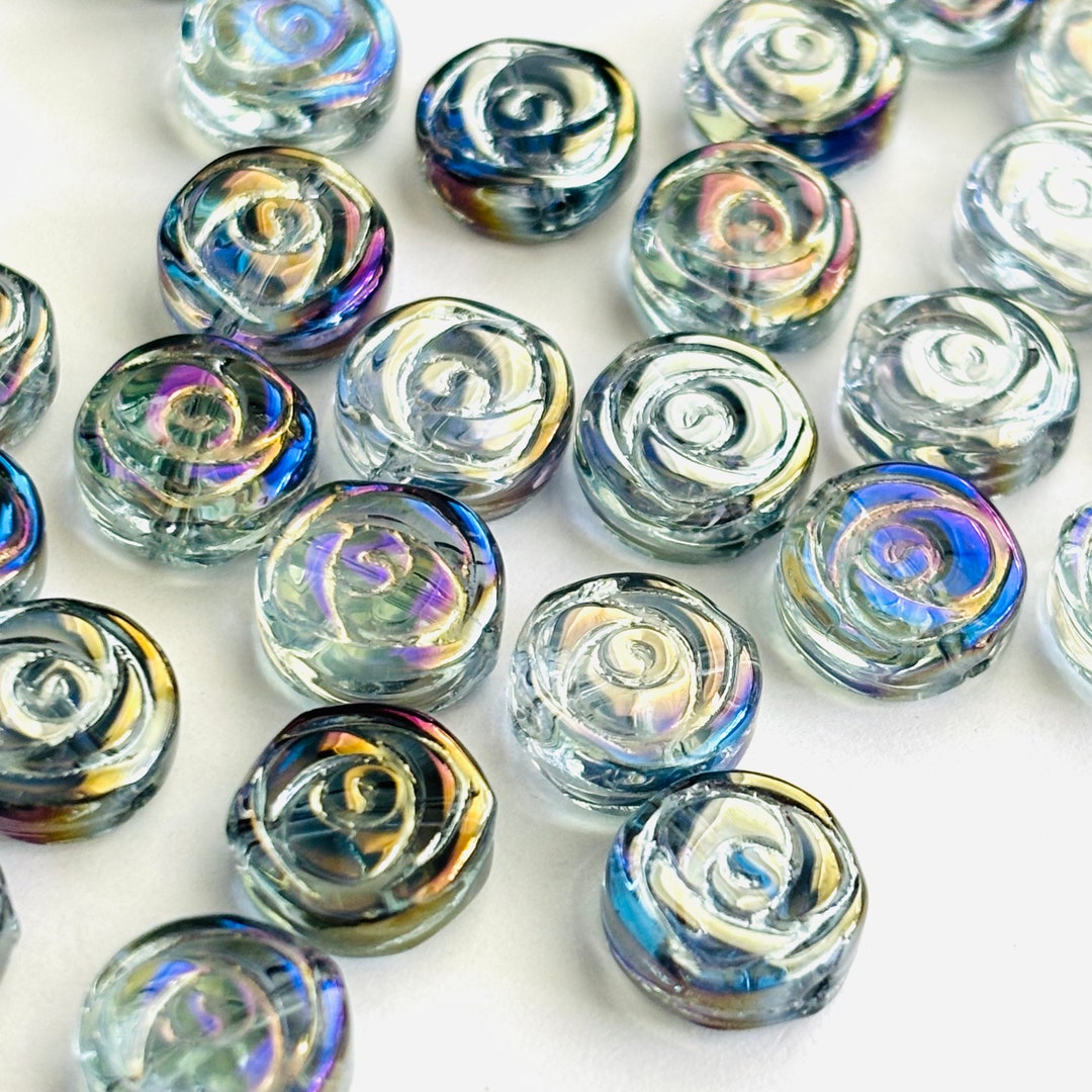 10 - 10mm Clear-purple AB Imprinted Coin Bead #3921 ••••• - Etsy