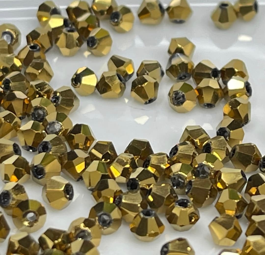 90 - 3mm Antique Gold Bicone Crystal Beads #1104 ***** - Etsy