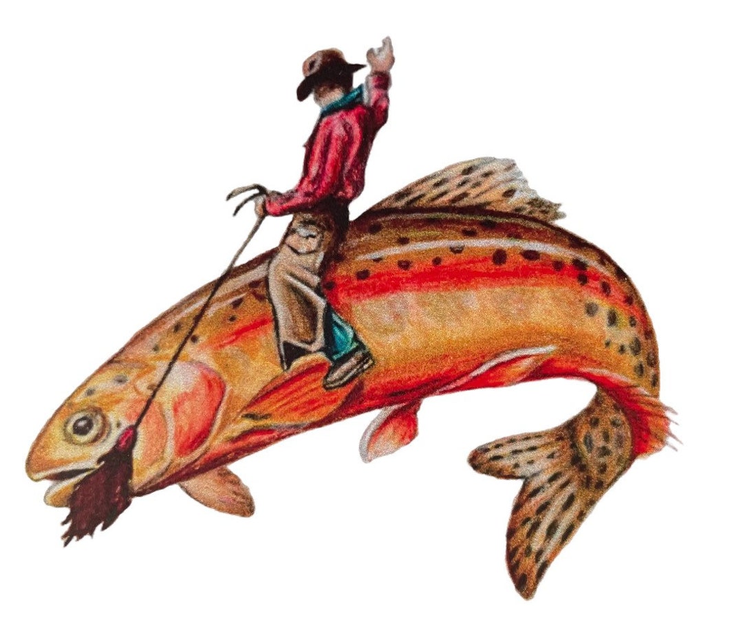 Trout Cowboy Sticker - Etsy