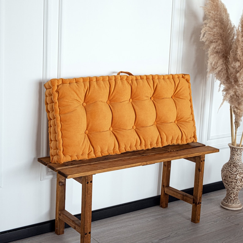 Handcrafted Tufted Window Seat Cushion: Velvet Banquette Pillow - Etsy